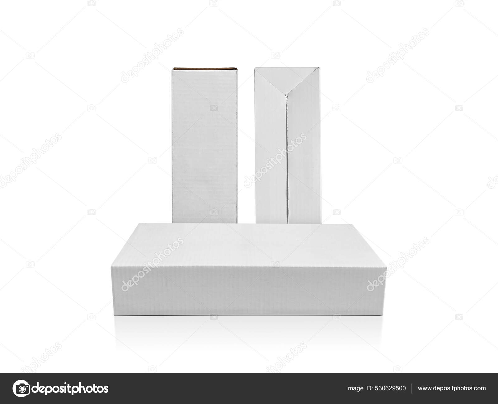 Set Blank Packaging White Cardboard Box Isolated White Background Ready ...