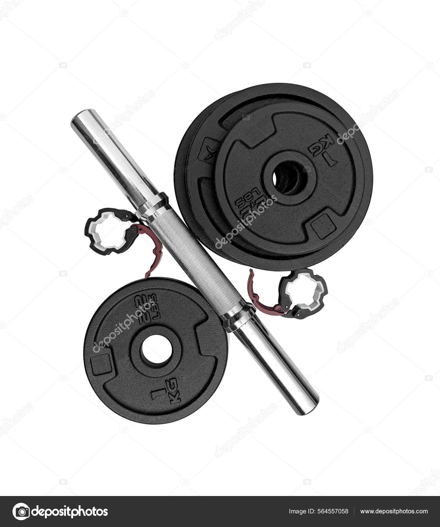 Top View Heavy Weight Plate Split Steel Bar White Stock Photo by ...