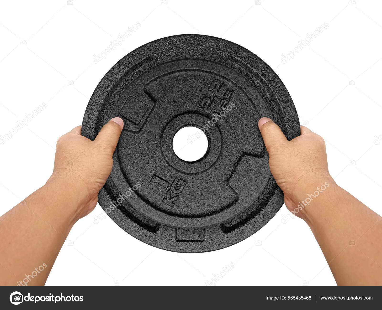 Hands Holding Heavy Weight Plate Isolated White Background Stock Photo ...