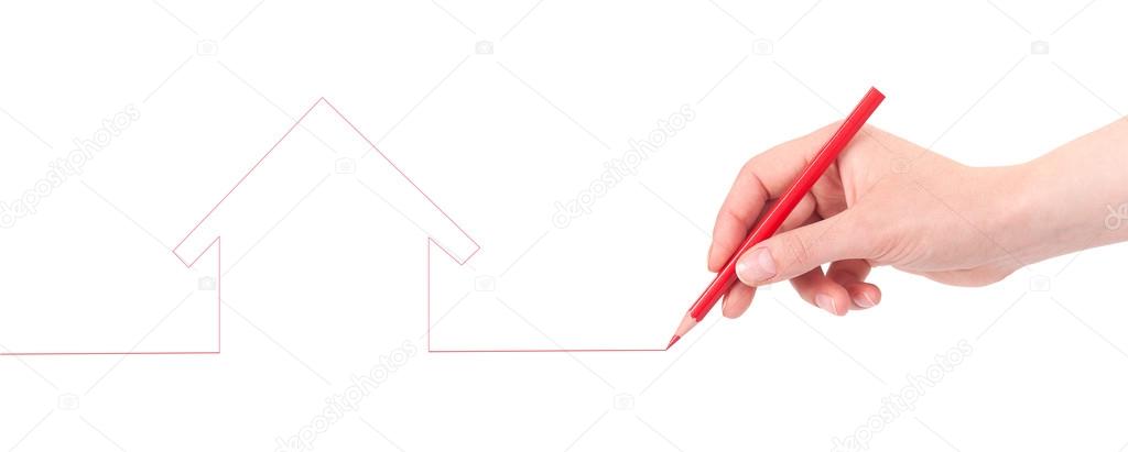 Female hand drawing home — Stock Photo © boule1301 #16924073