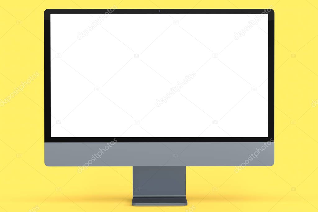 Pantalla de ordenador gris realista con teclado y ratón aislados sobre ...