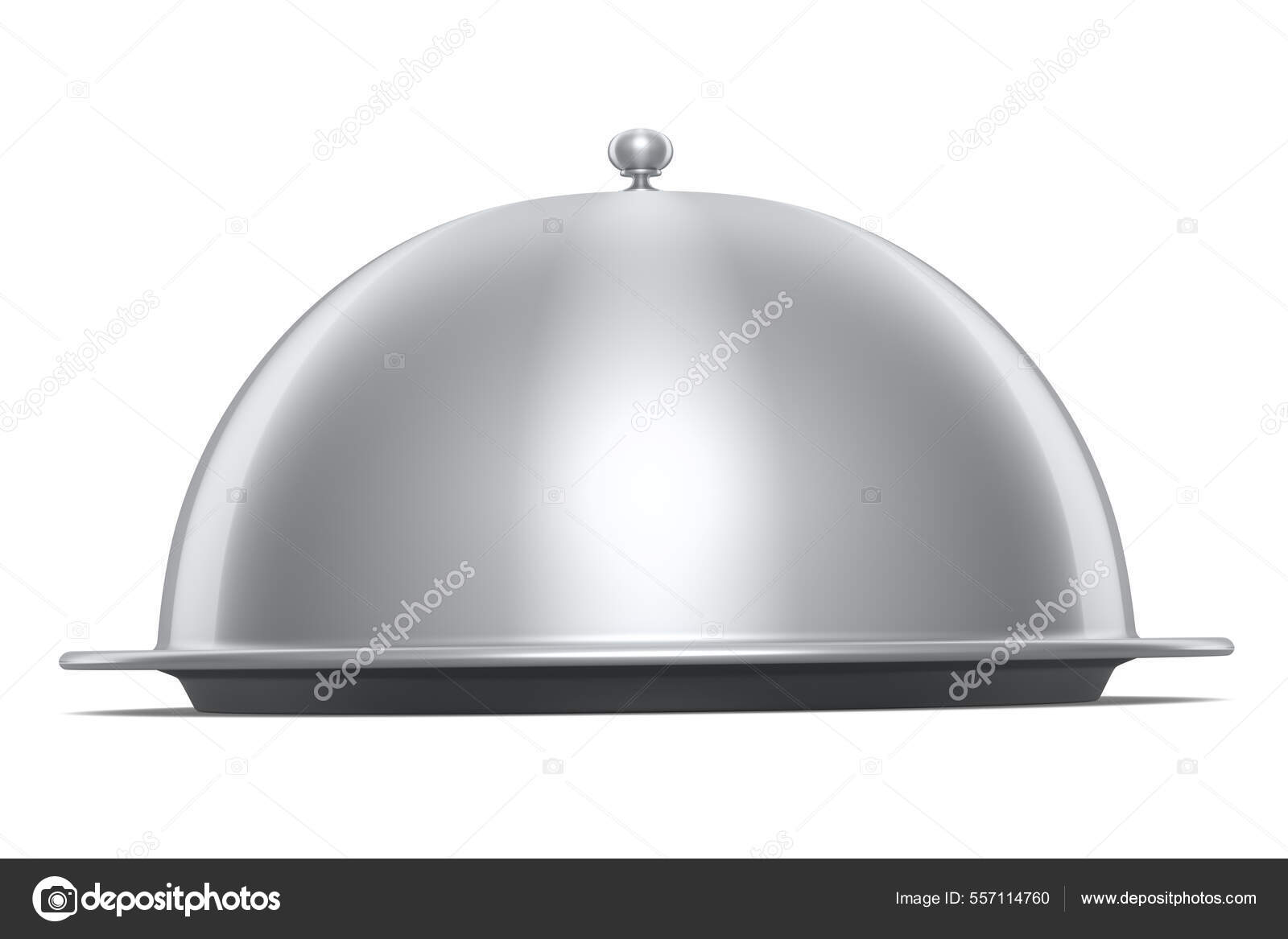 Silver Tray Cloche Ready Serve Isolated White Background Render Service ...