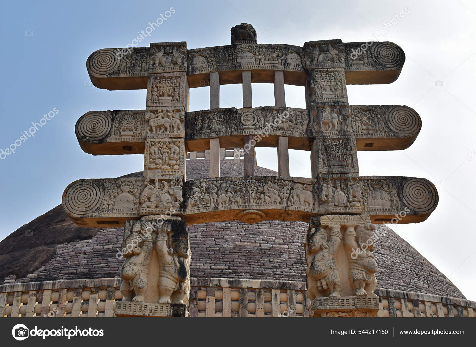 Stupa West Gateway Closeup Carved Architrave Great Stupa World Heritage ...