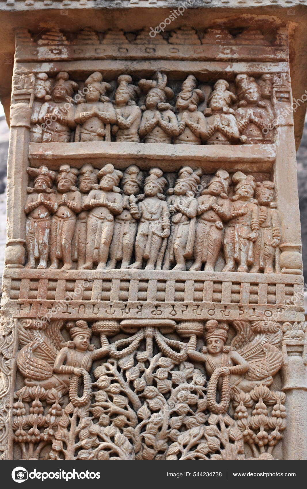 Stupa East Gateway Left Pillar Front Face Panel Chankama Promenade ...