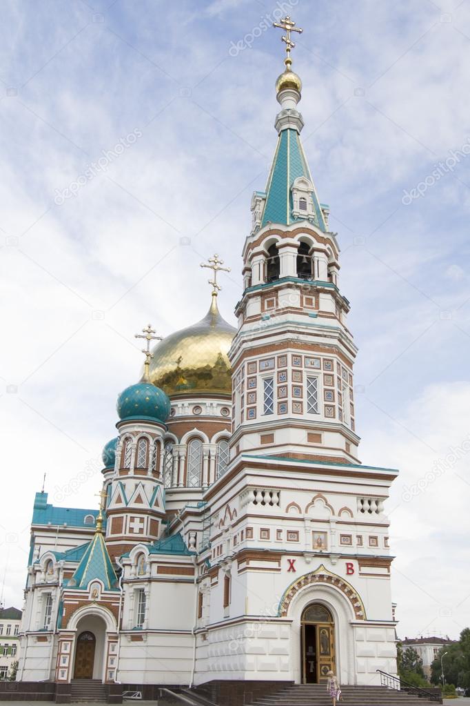 Holy Assumption Cathedral on Cathedral Square in Omsk — Stock Photo ...