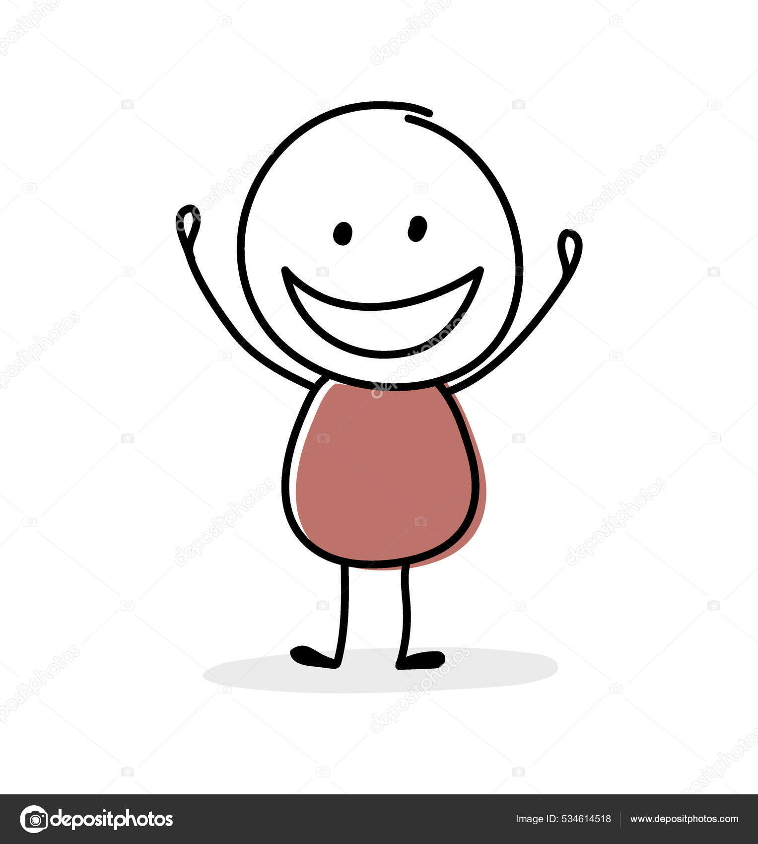 Happy Stickman Cartoon Character Showing Gestures Vector Stock Vector by karolina.madej 534614518