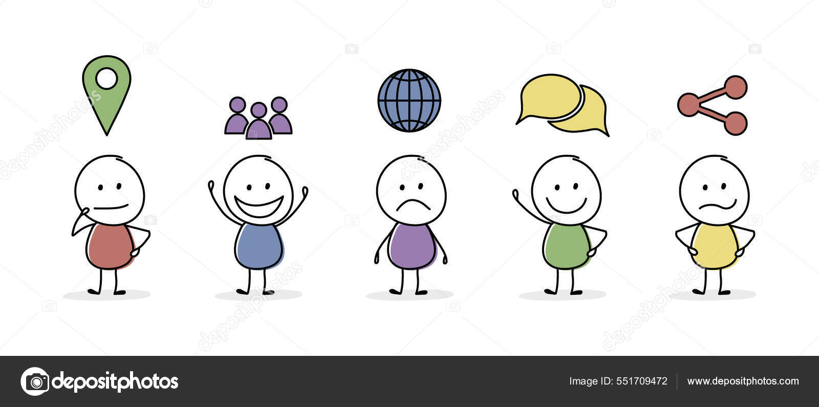 Colección Iconos Negocios Con Stickman Divertido Vector Vector de stock ...