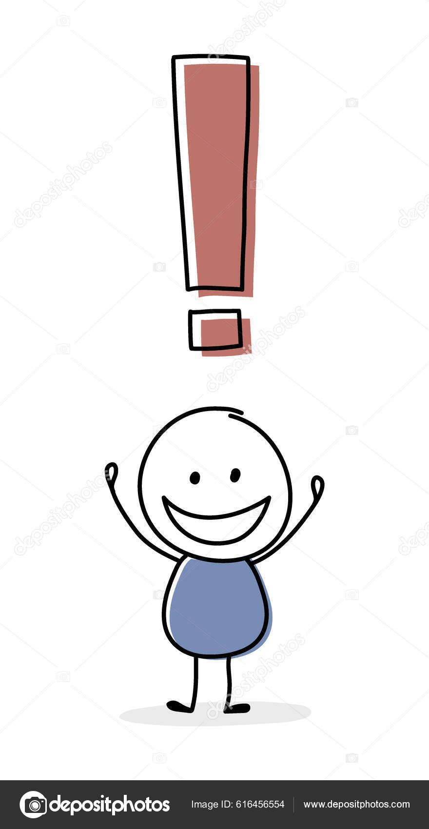 Glad Tegneserie Forretningsmand Med Udråbstegn Ikon Vektor Stockvektor ...