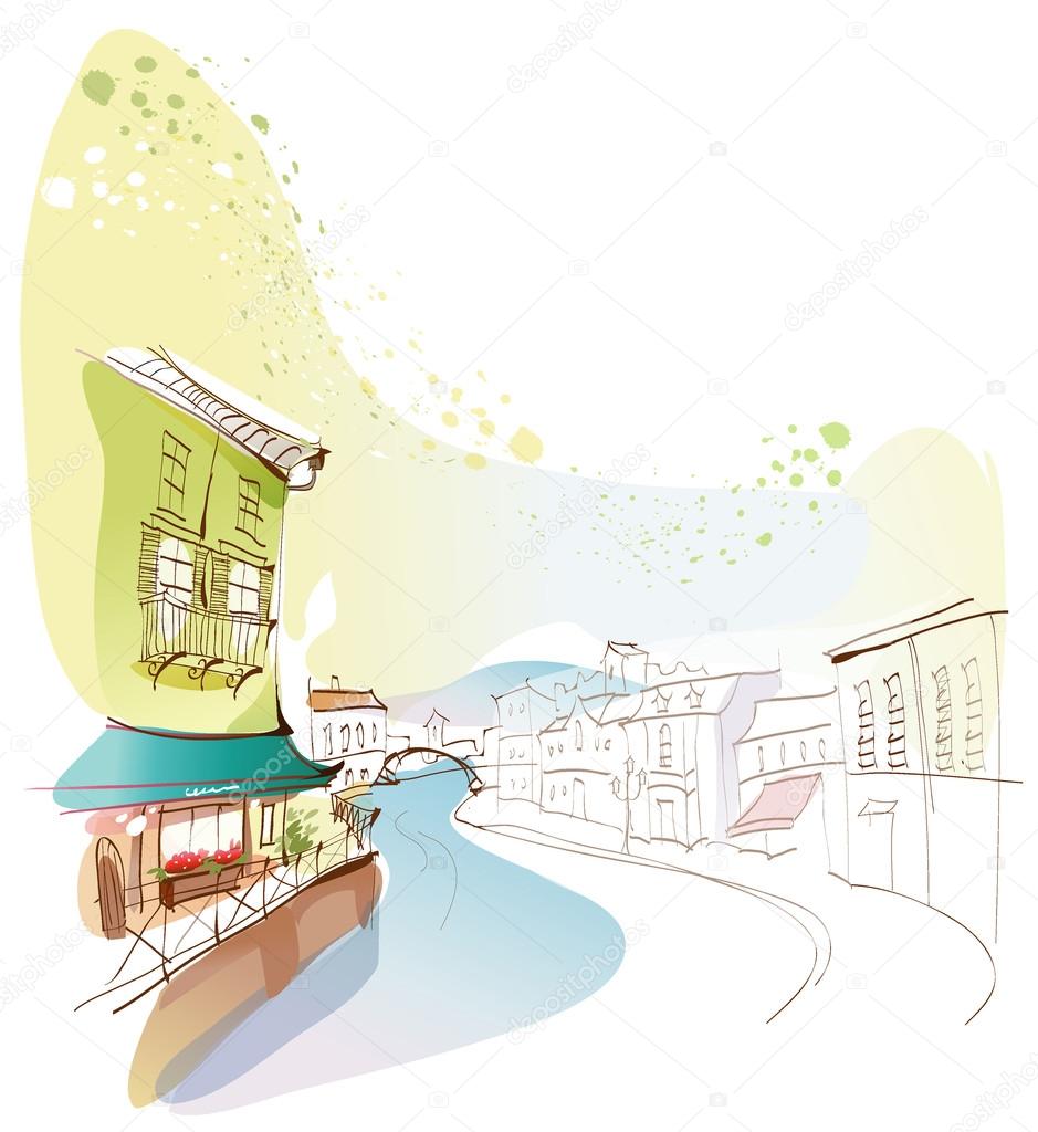 Line Art Landscape Stock Vector Image by ©zzve #13418422