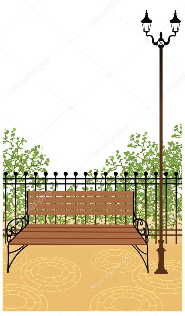 Bench and Lamp post on sidewalk Stock Vector Image by ©zzve #13421809