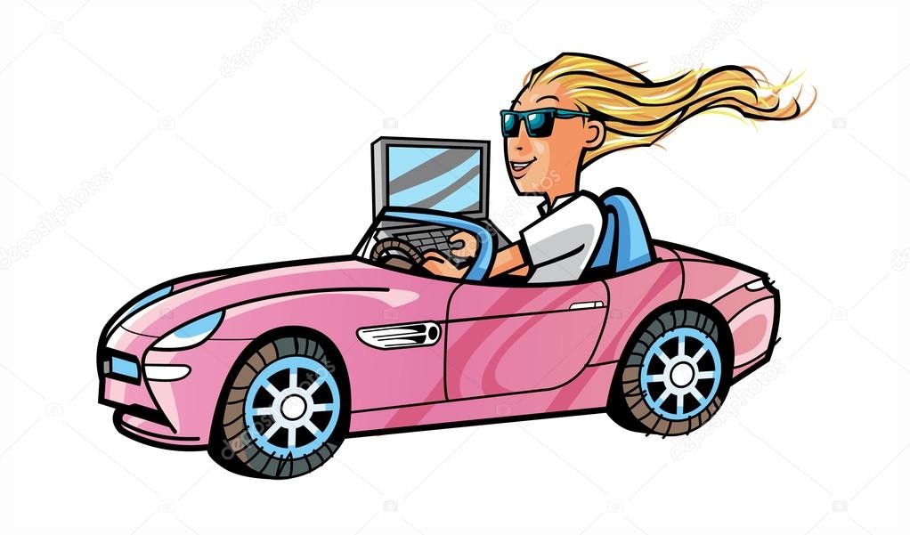 Girl Driving Car Clip Art