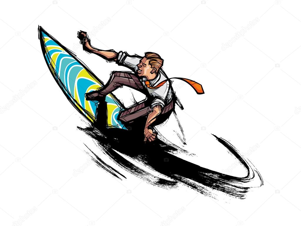 Businessman riding a surfboard Stock Vector Image by ©zzve #13429254