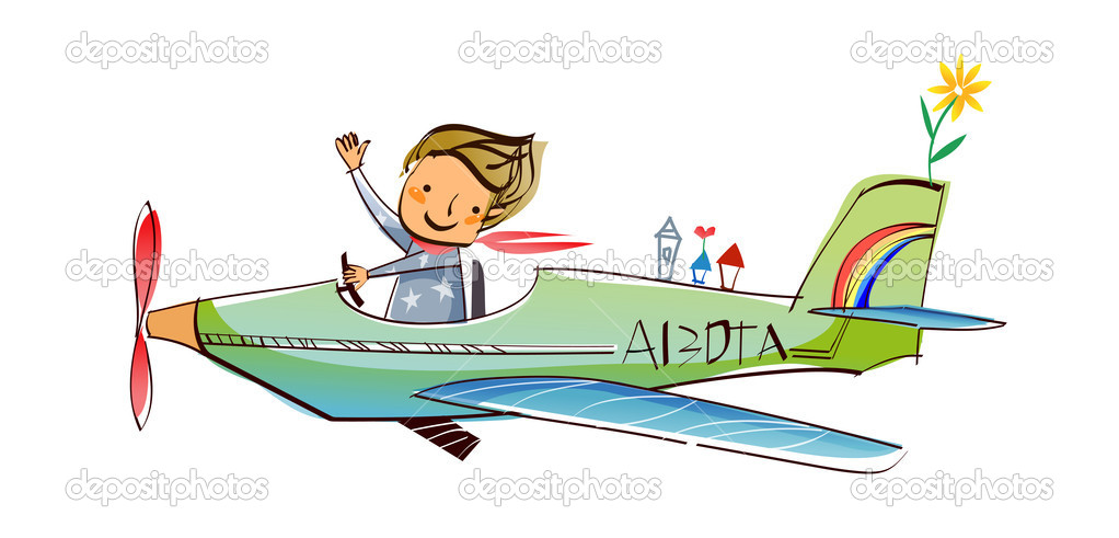 Boy flying on a plane Stock Vector by ©zzve 13454395