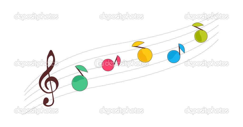 Símbolos musicais coloridos — Vetor de Stock #13459851