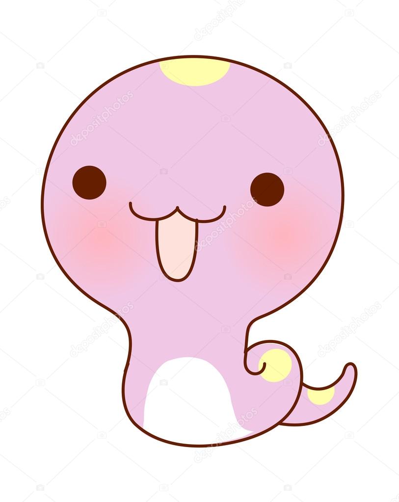 Cute Pink Snake Cartoon