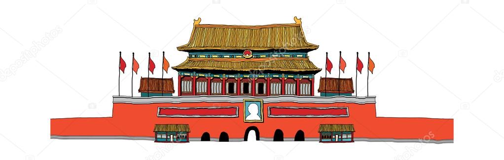 Beijing China the Forbidden City Vector Illustration Stock Vector by ...