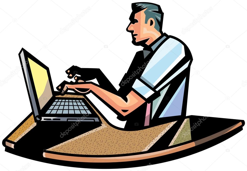 Worker working on desktop computer Stock Vector Image by ©zzve #45106363