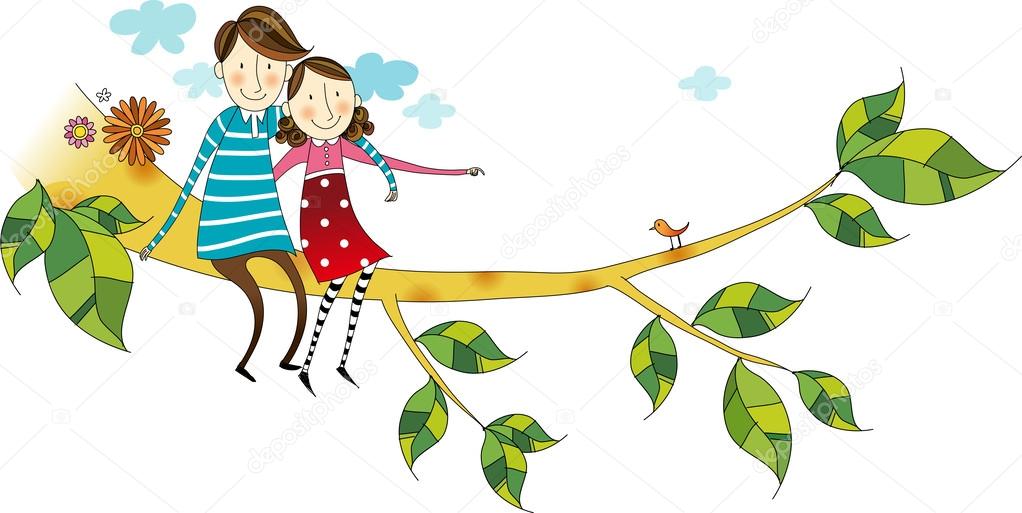 Young couple on the tree Stock Vector Image by ©zzve #45109129
