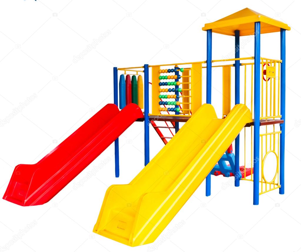 Colorful playground for children Isolated on white background Stock ...