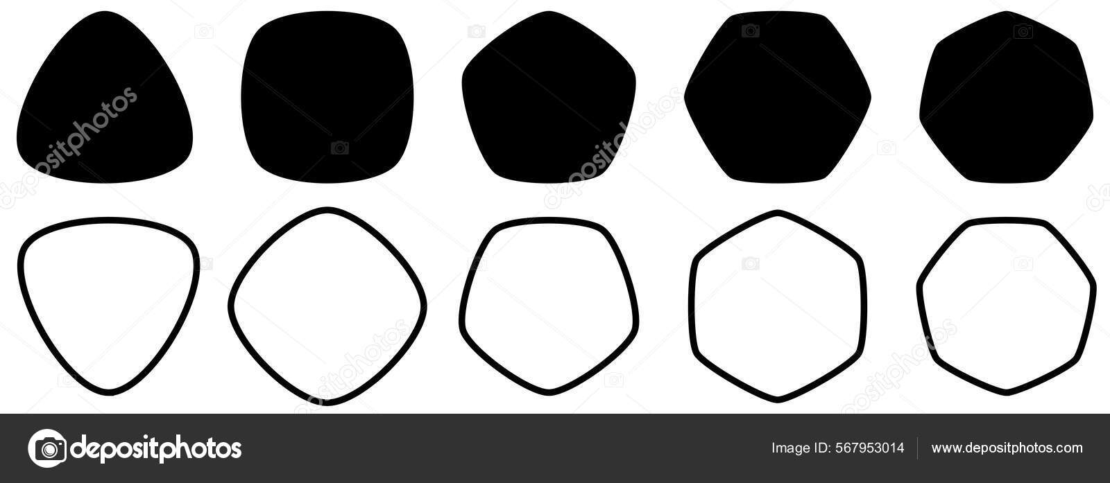 Set Polygons Rounded Corners Triangle Square Pentagon Hexagon Heptagon ...