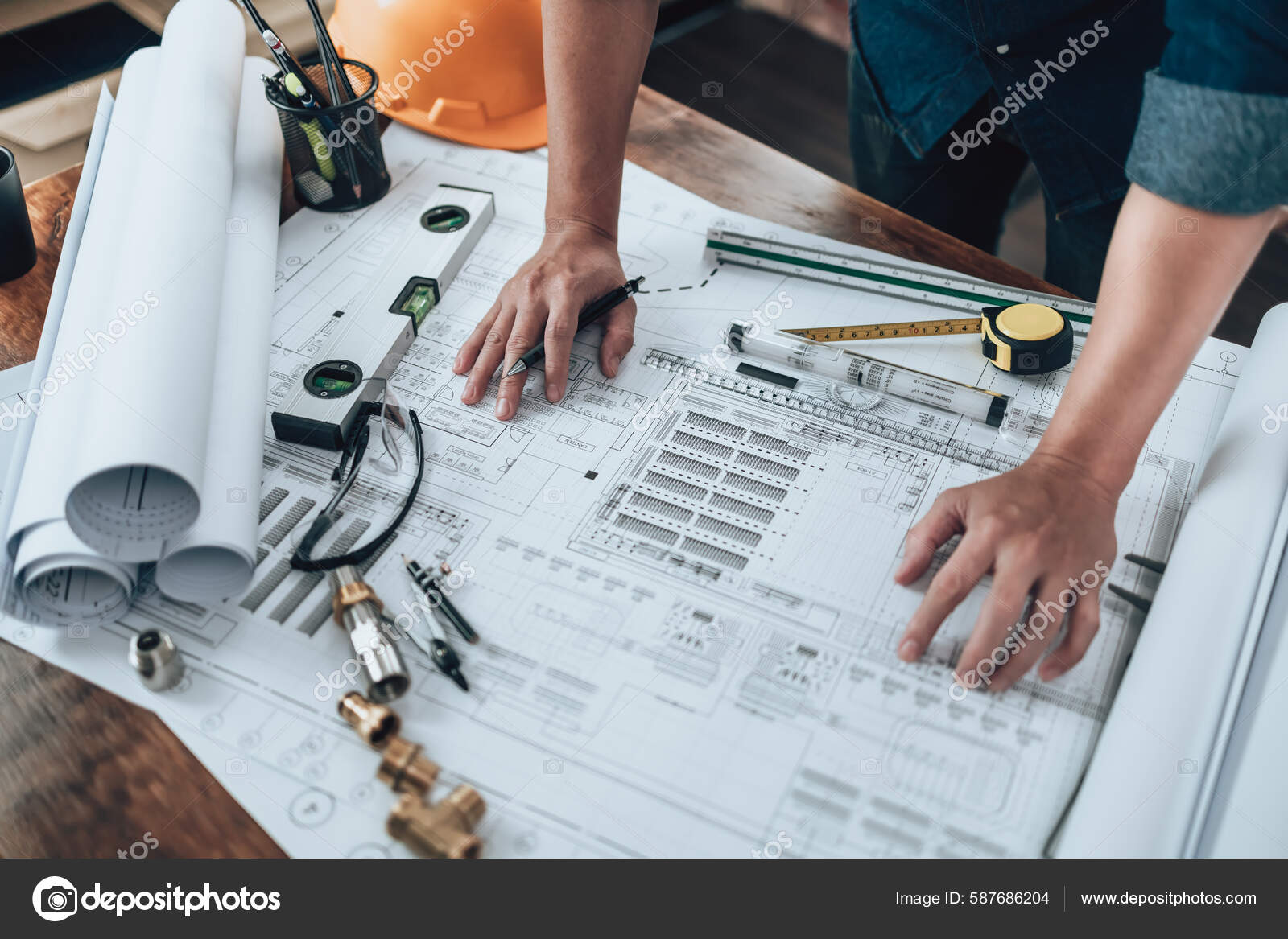 Engineering Working Drawings Inspection Office Desk Calculator Triangle ...