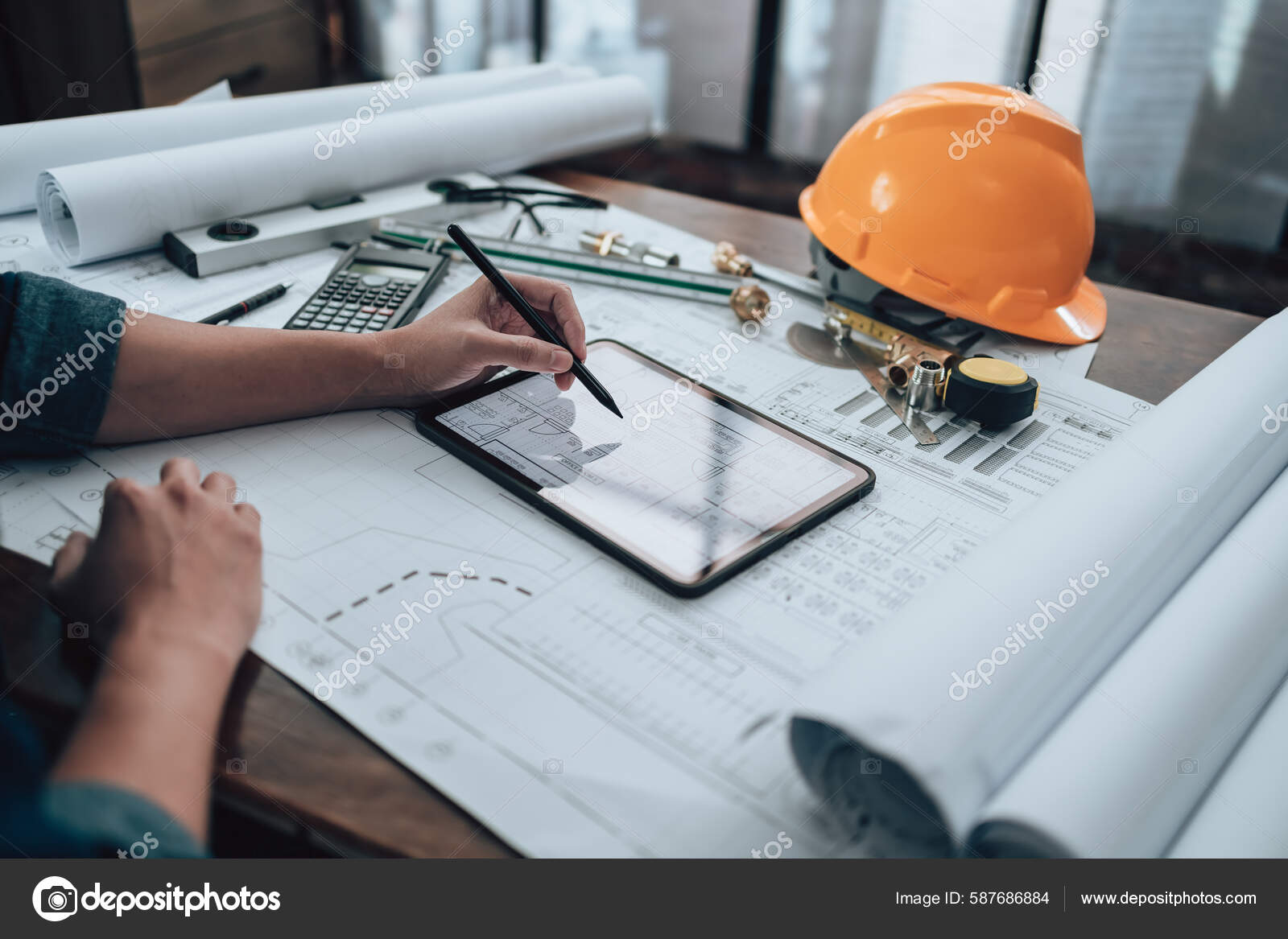 Engineering Working Drawings Inspection Tablet Office Calculator ...