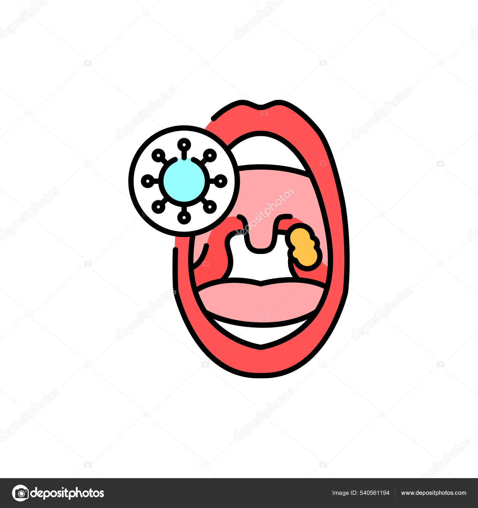 Tonsils Adenoid Problems Color Line Icon Human Diseases Pictogram Web ...