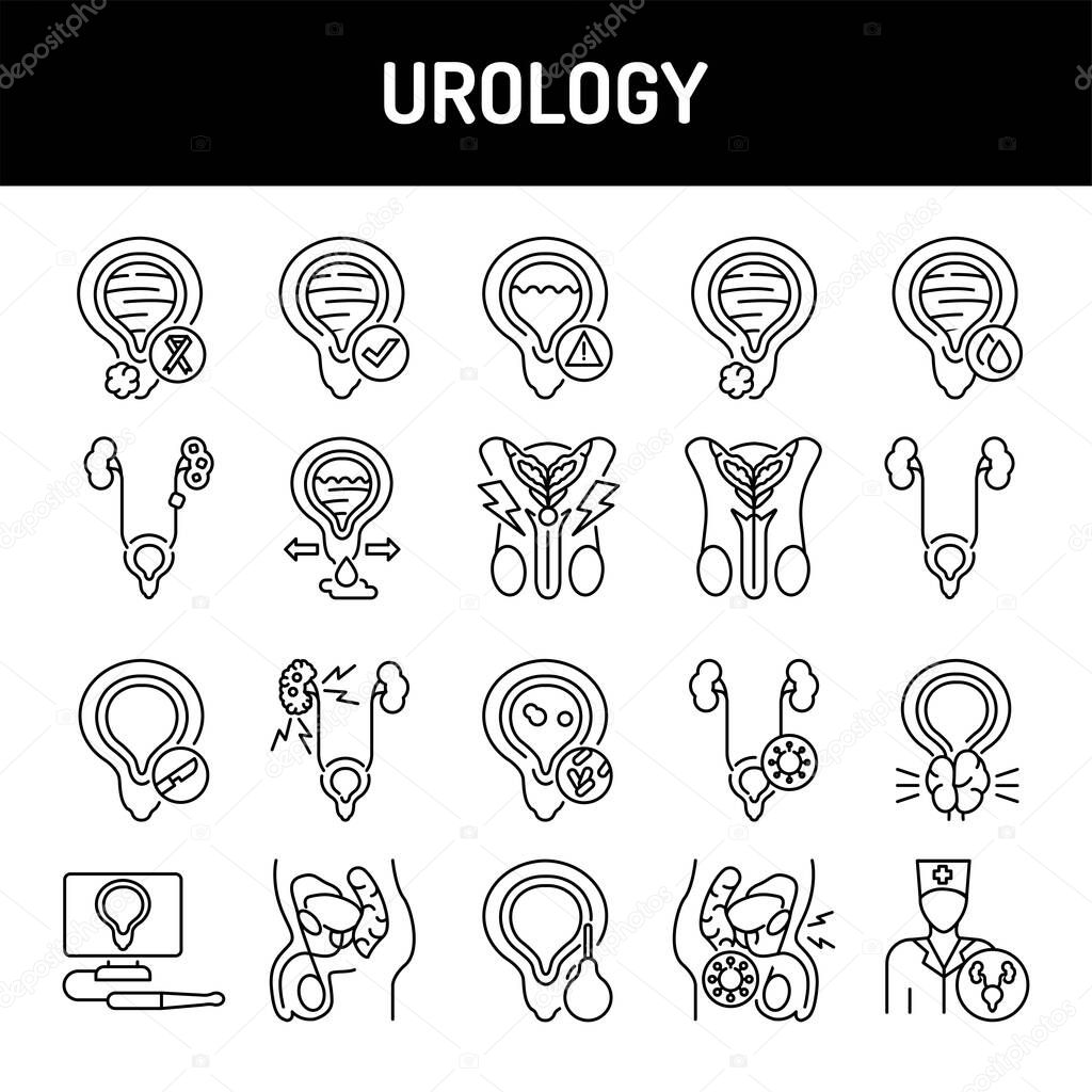 Conjunto de iconos de línea de urología. Elemento vectorial aislado ...