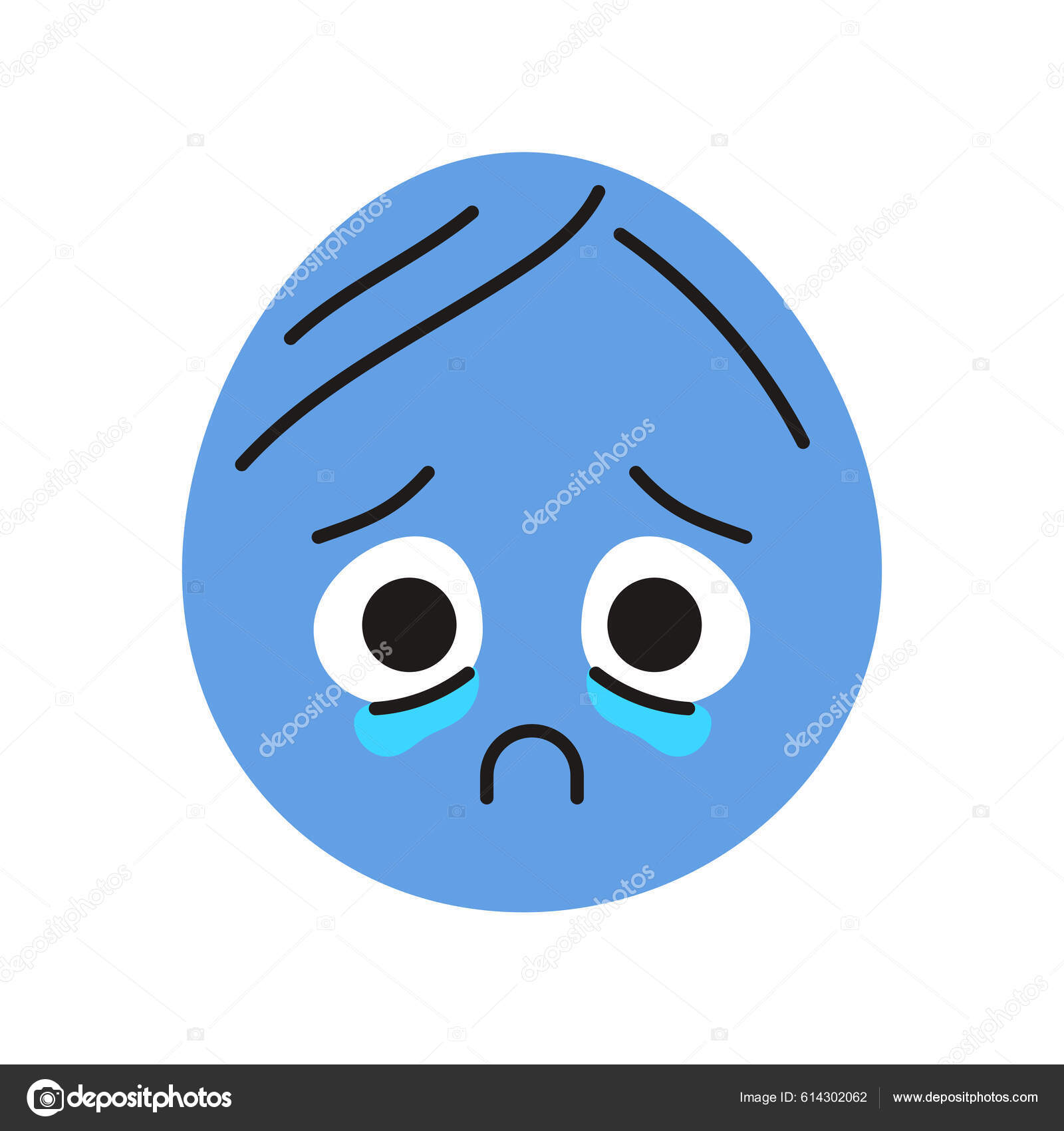 Oval Mavi Ağlayan Karakter Renk Çizgisi Simgesi Duyguların Maskotu Web ...
