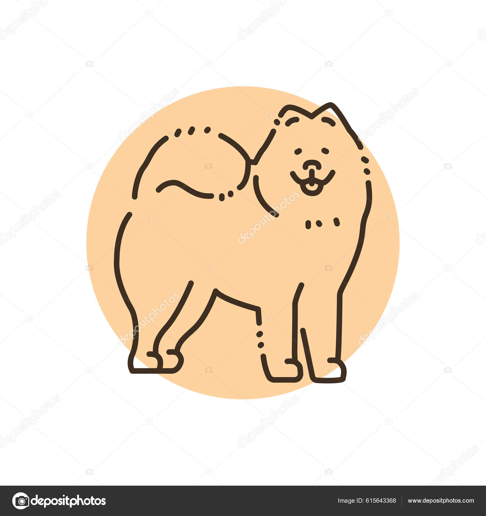 Samoyed Color Line Icon Dog Breed Pictogram Web Page Mobile Stock ...
