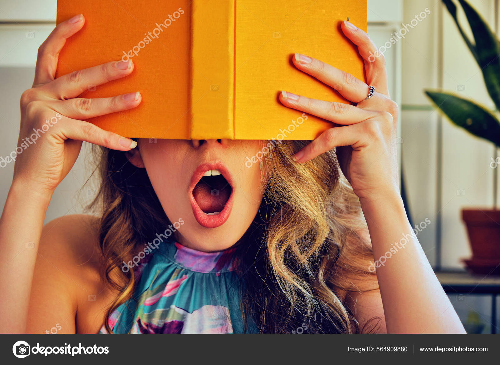 Young Shocked Woman Book Hands Stock Photo by ©alenka.carlosdavid.org ...