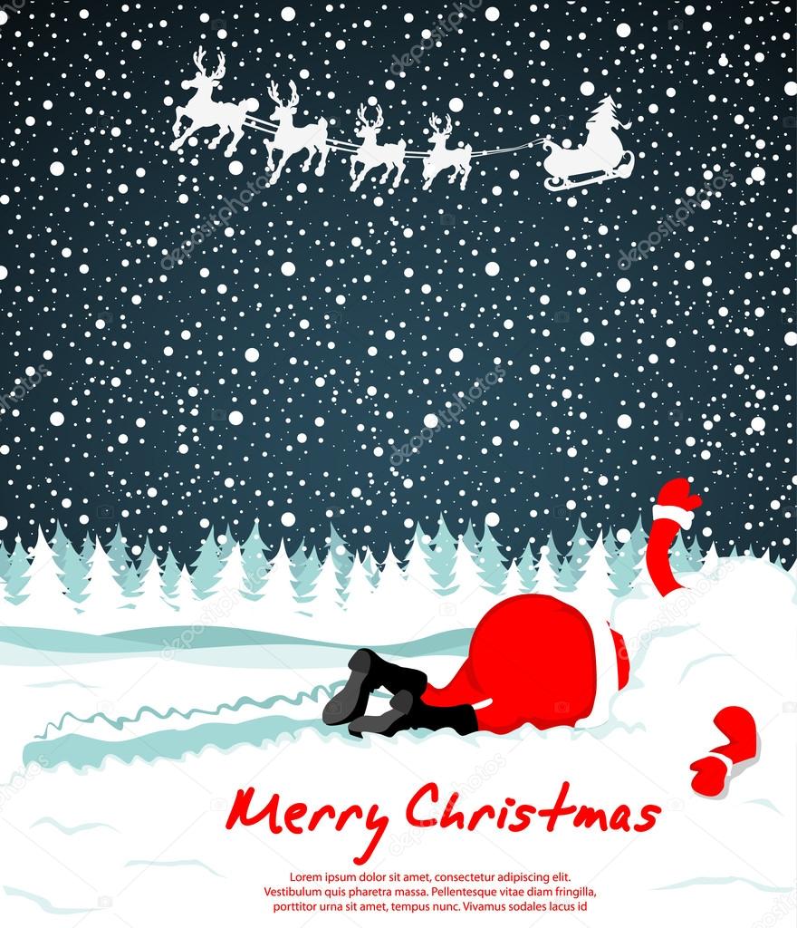 Santa crashed in snow Stock Vector by ©Robin2b 36803351