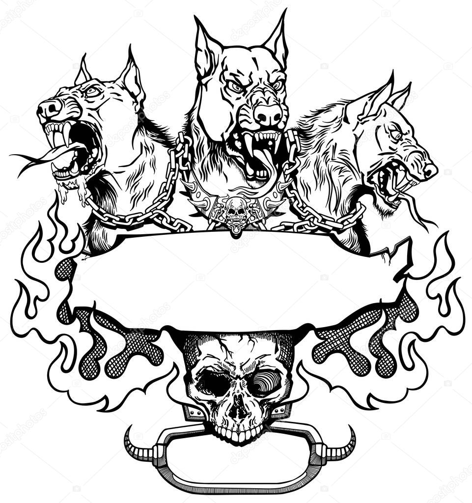 Cerberus hellhound a mythological three-headed dog the guard of the ...