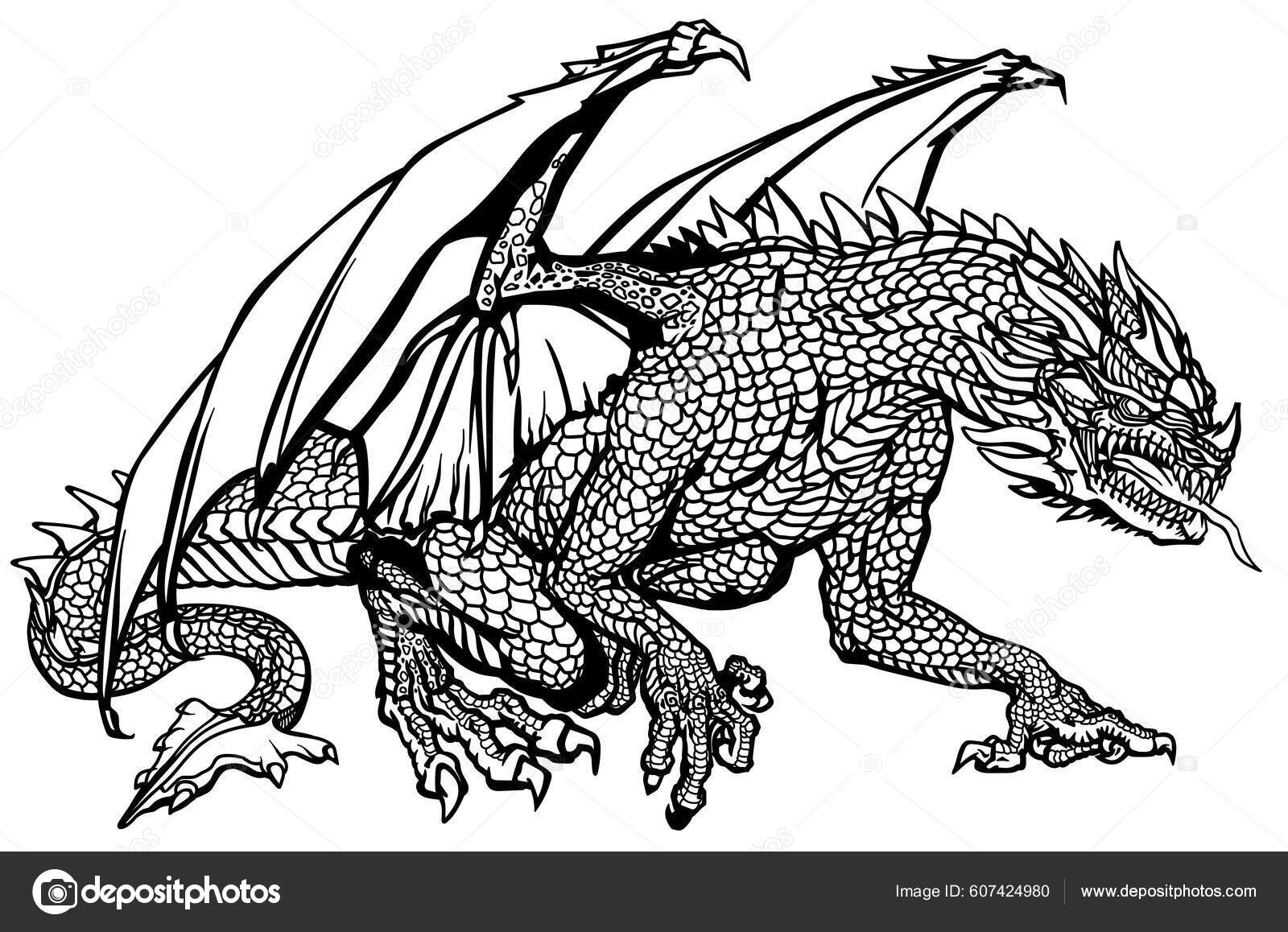 Dragón Occidental Criatura Mitológica Europea Clásica Con Alas ...