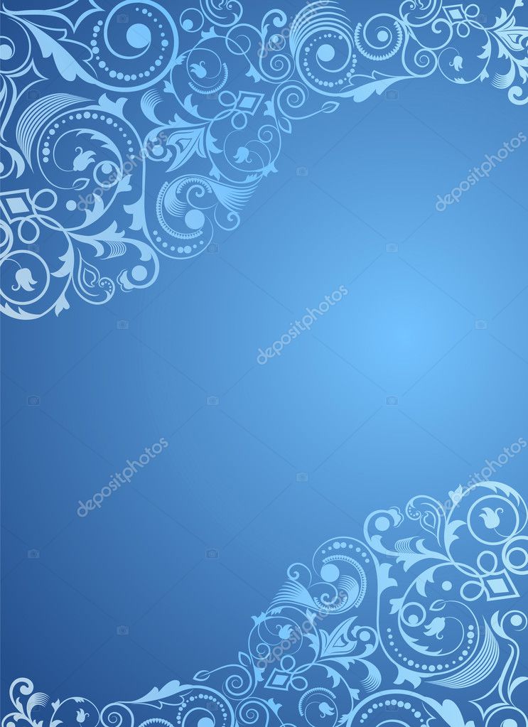 Blue vertical floral vector background with copy space. Stock Vector ...