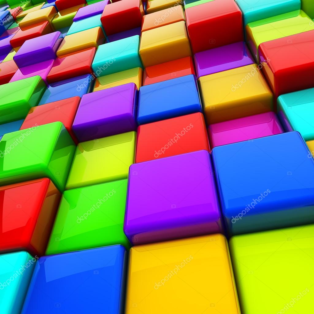 Multicolor 3D cubes abstract background. — Stock Photo © lenapix #25464493