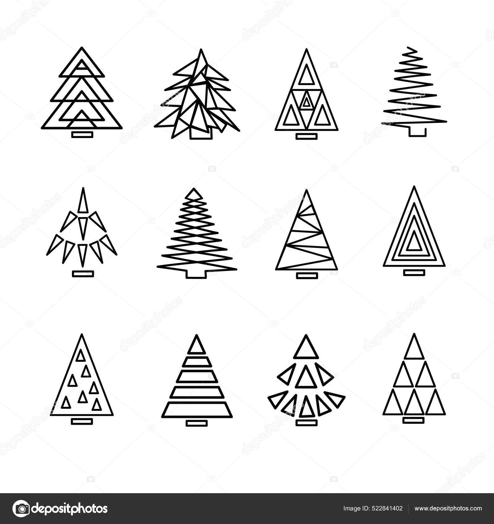 Triangle Christmas Tree Clipart Black And White