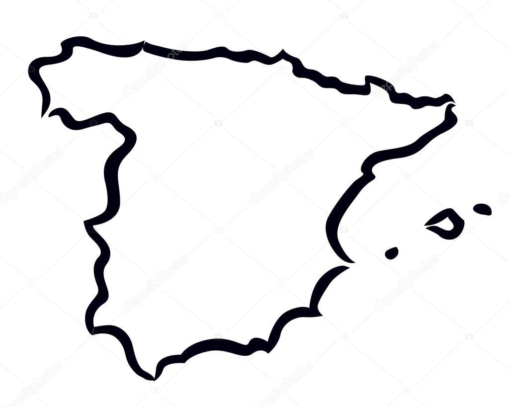 Abstrait contour de la carte de lEspagne — Image vectorielle chrupka ...