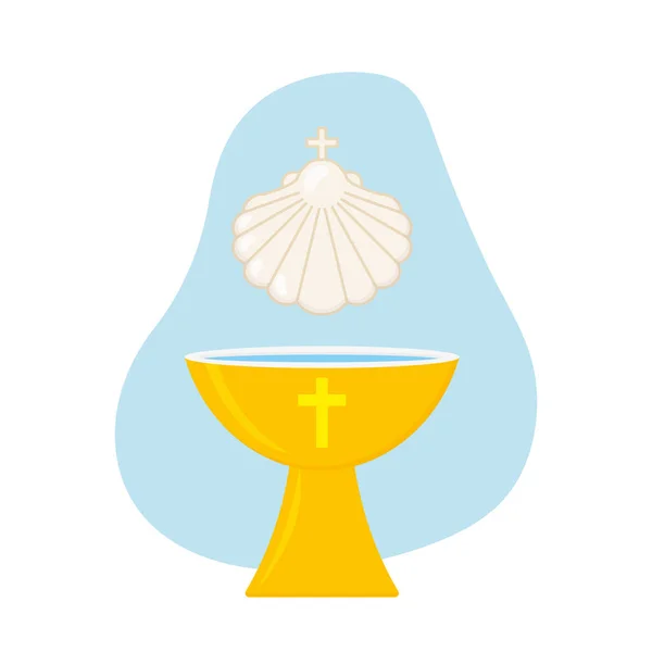 Golden Baptismal Shell Drop Holy Water Icon Vector Illustration Stock ...