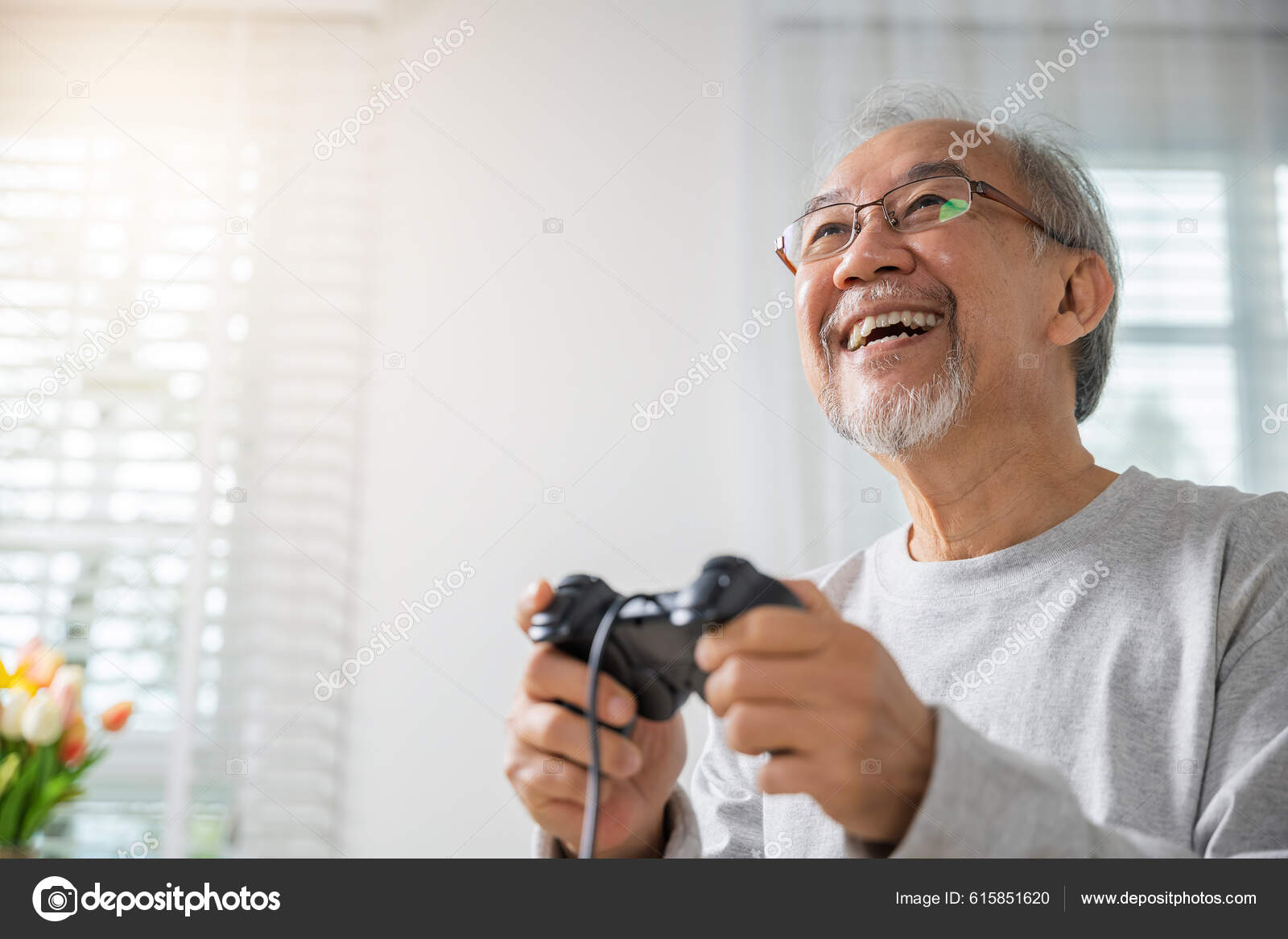 Old Man Playing Video Games