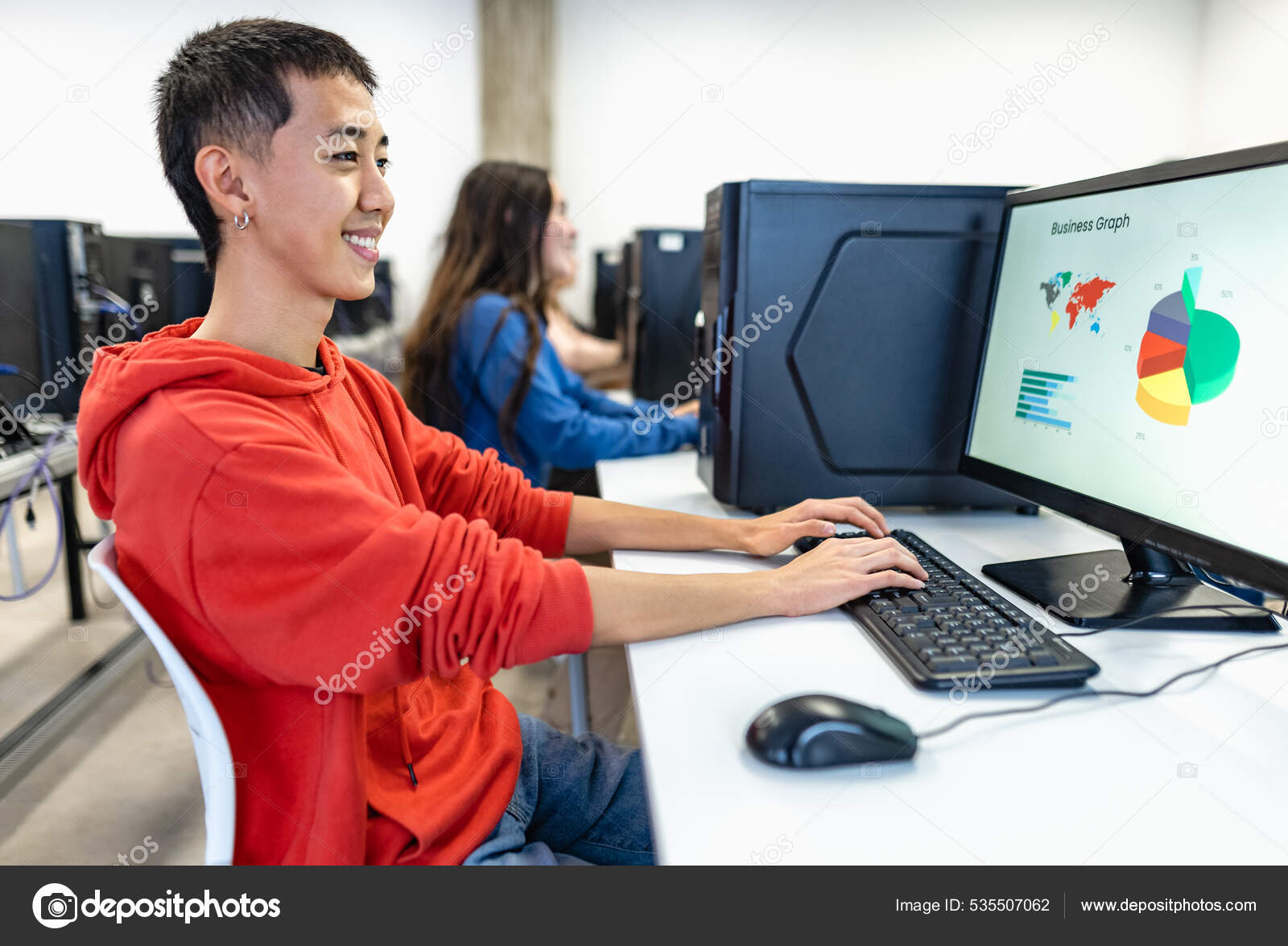 Young Multiracial Students Taking Exams High School Education ...