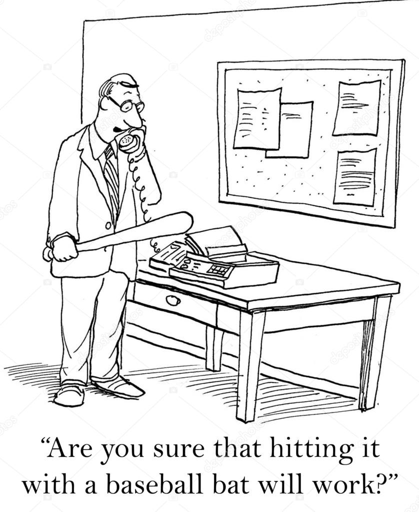 Executive wants to hit fax with bat Stock Illustration by ©andrewgenn ...
