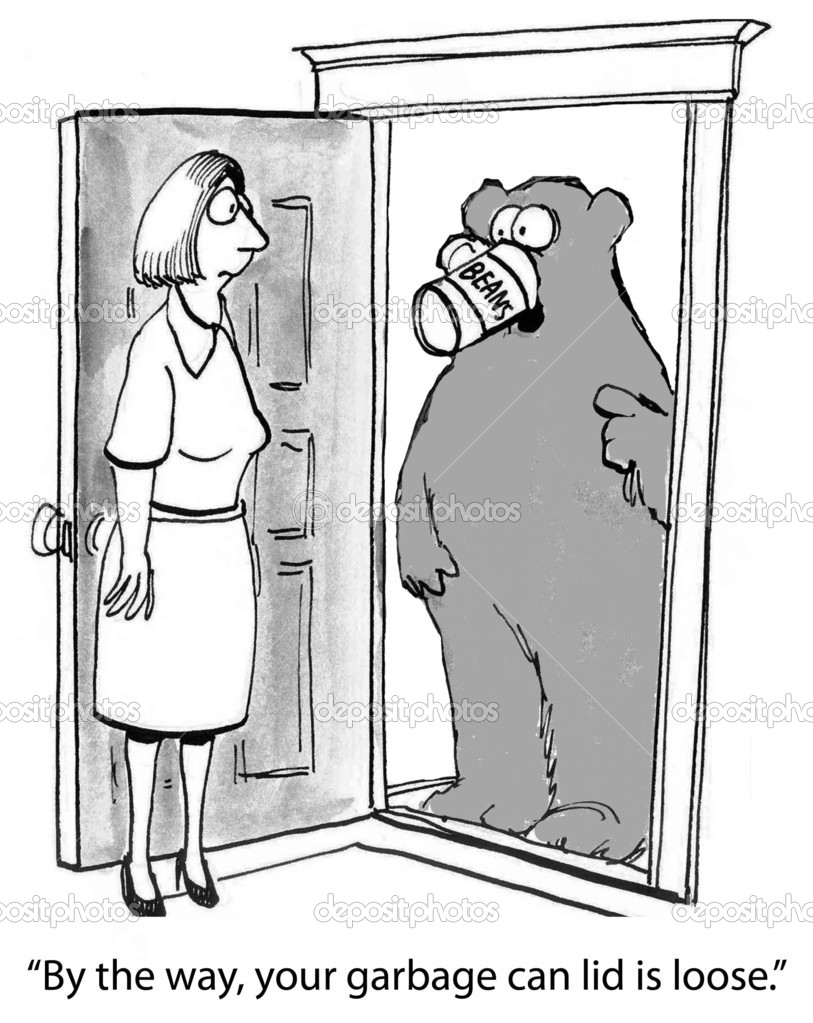 Cartoon illustration. Bear is garbage inspector Stock Photo by ...