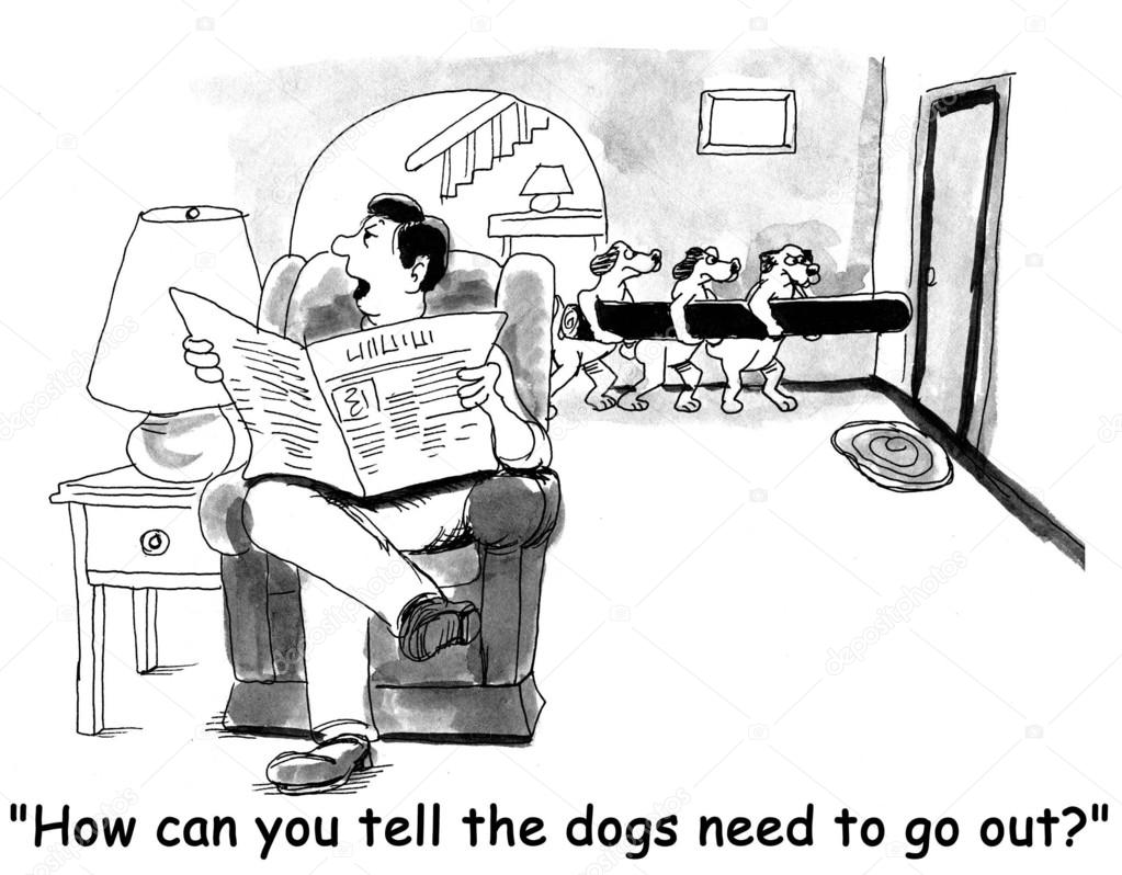 Cartoon illustration. Dogs need to go out Stock Illustration by ...