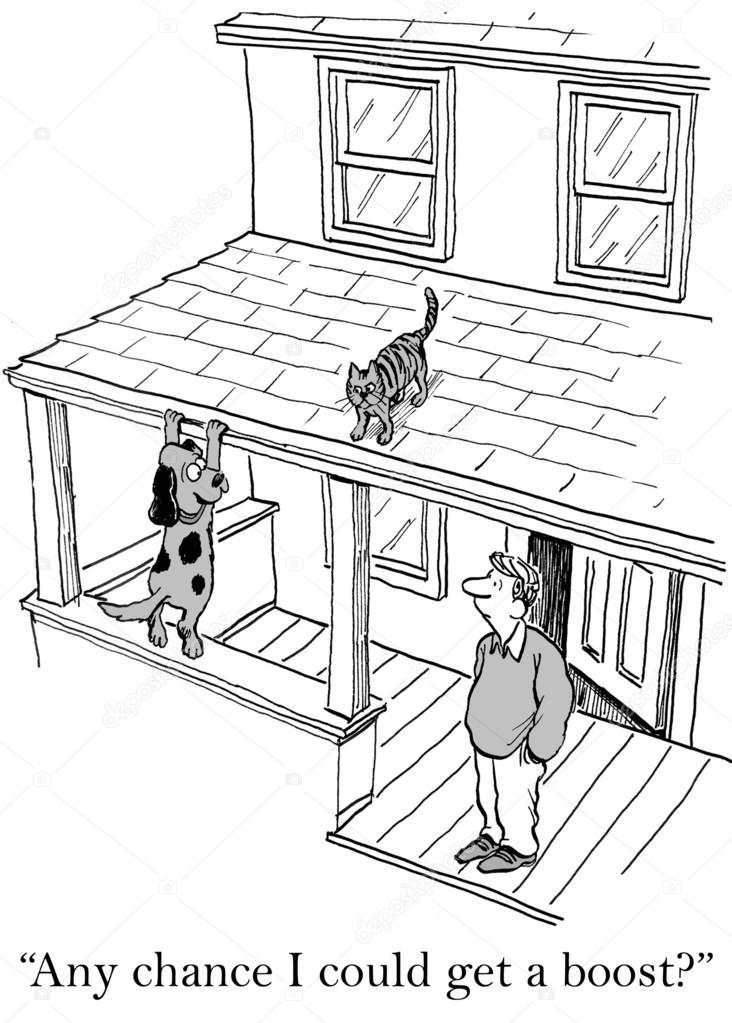 Cartoon illustration. Dog needs a boost Stock Illustration by ...