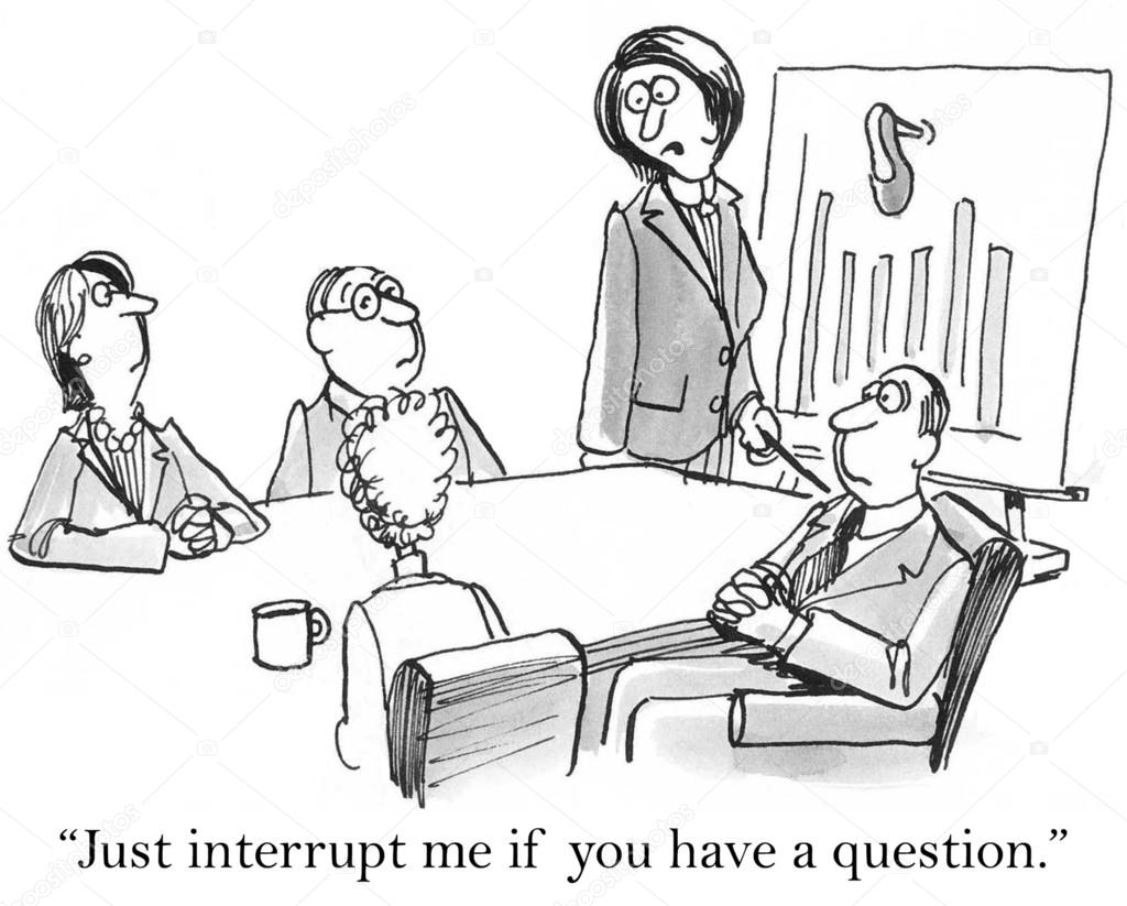 Cartoon illustration woman making a presentation at the office Stock ...