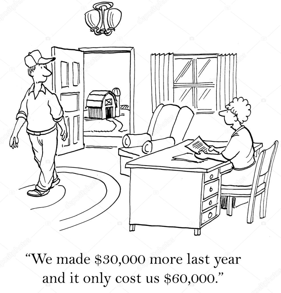 Cartoon illustration. Man and woman talking about cash costs Stock ...