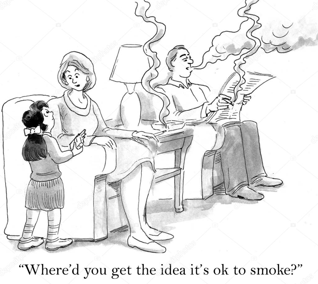 Child is Imitating Her Parents' Poor Behavior Stock Illustration by ...