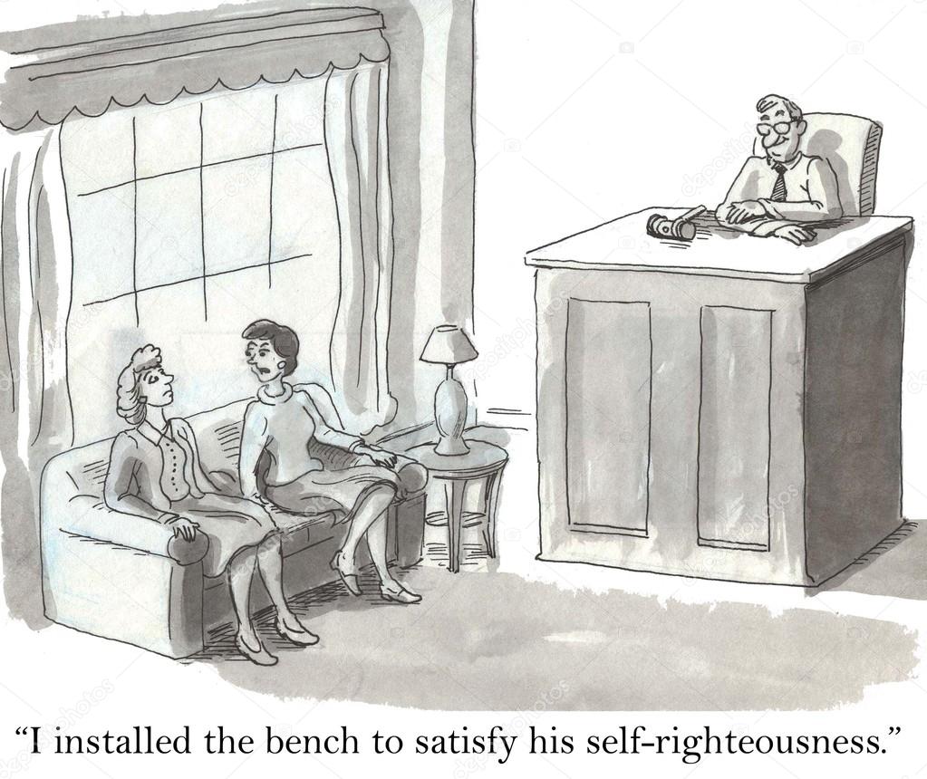 Woman installed the bench to satisfy his self-righteousness. Stock ...