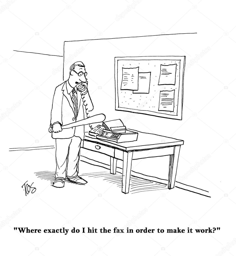Executive wants to hit fax with bat Stock Illustration by ©andrewgenn ...